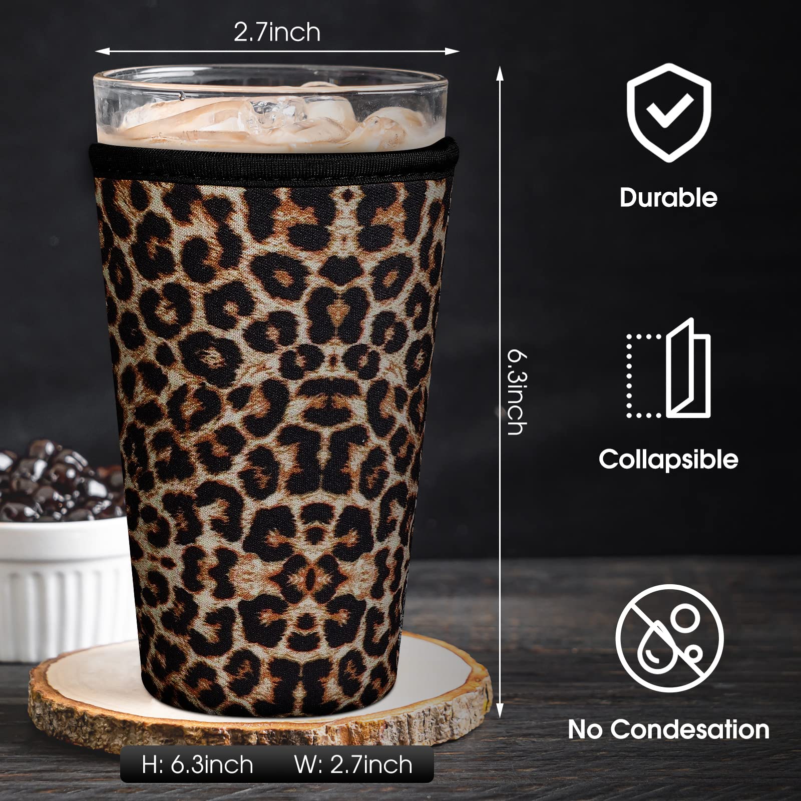 20 Pcs Reusable Iced Coffee Sleeve Neoprene Insulator Cup Sleeve for Cold Beverages Cups Neoprene Holder for Cold and Hot Drinks Fits Coffee Cups (30-32oz, Large)