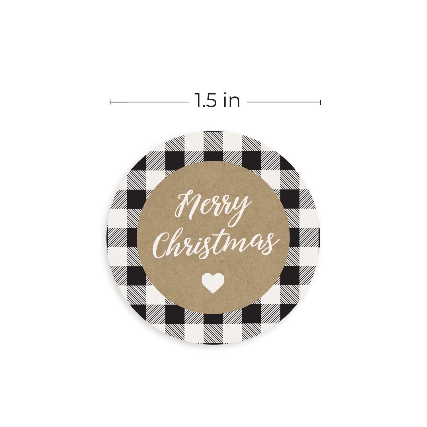 Black and White Buffalo Plaid Merry Christmas Stickers / 500 Christmas Tags / 1.5" Present Stickers/Holiday Envelope Seals