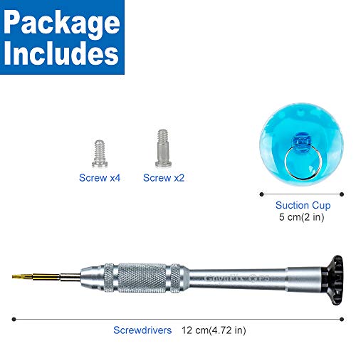 GogoFix Pentalobe Bottom Screws, Aluminum P5 Screwdriver and Suction Cup Compatible with MacBook Retina 15 inch A1707 and A1990, Year 2016-20. (Silver)