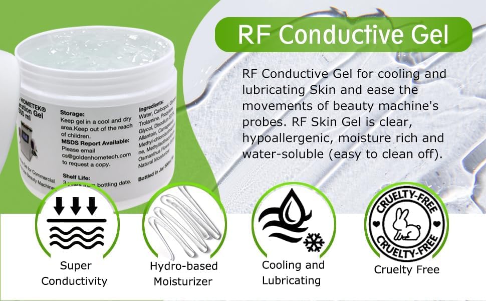 Golden Hometek Preparation Gel - Conductive Gel for use with RF Facial Firming and Body Slimming Machines