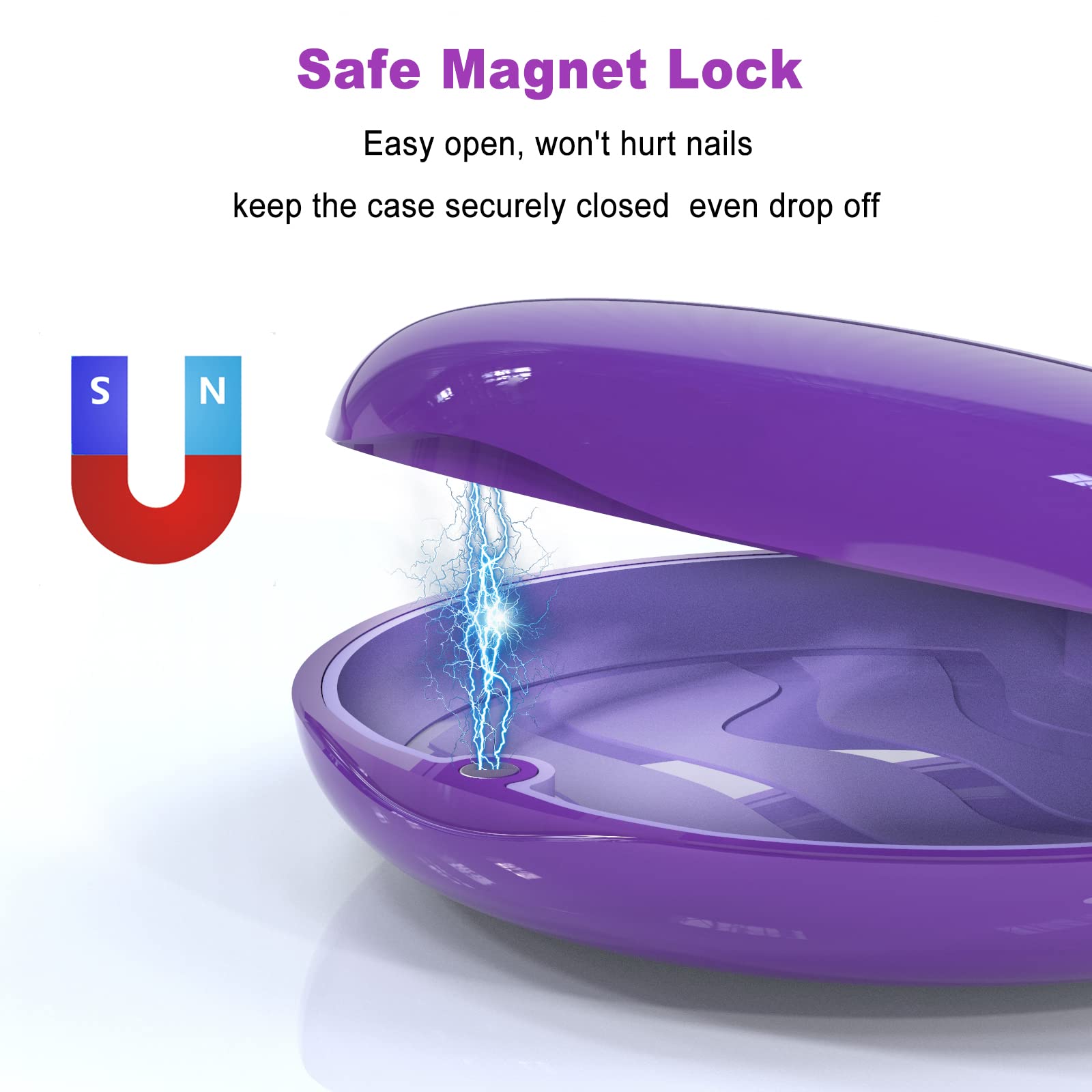 Aligner Case with Magnetic Closure and Textured Liner, Solid Orthodontic Retainer Case with 2Pcs Aligner Removal Tools, for Invisalign, Aligner, Night Guard (Purple + Pink)