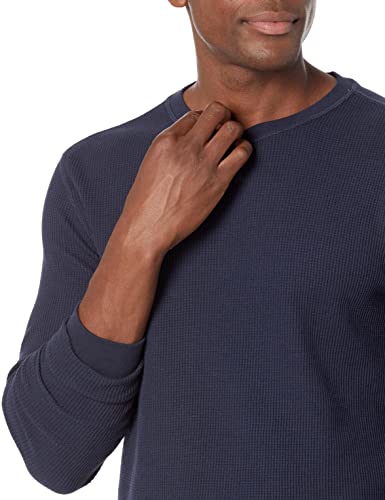 Amazon Essentials Men's Slim-Fit Long-Sleeve Waffle Shirt, Navy, Medium