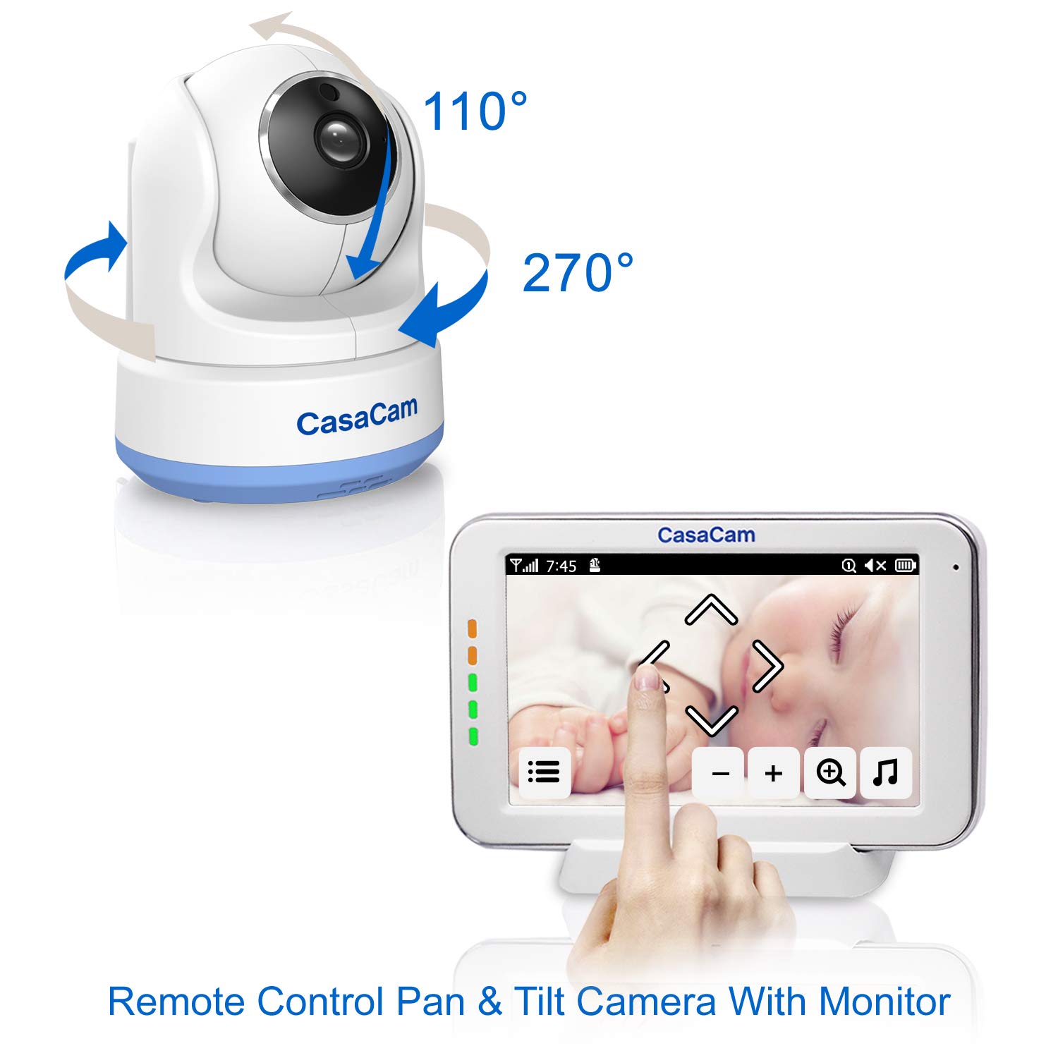 CasaCam BC200 Digital Wireless HD Pan & Tilt Baby Camera, Add-on Camera BM200, Two-Way Audio, Night Vision, Temperature Monitoring, Night Light and Lullabies