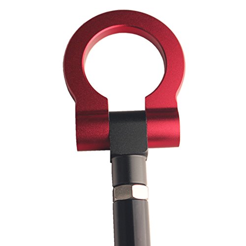 DEWHEL JDM Folding Screw On Racing T2 Tow Hooks Front Rear for 10-16 Hyundai Genesis Coupe Red