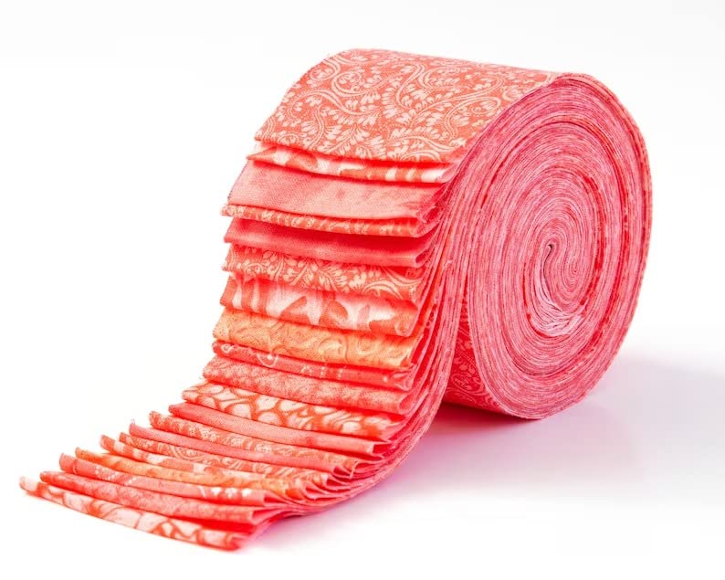 20 Pieces Fabric Cute, Beautiful It's All Coral Jelly Roll 2.5 inch pre-Cut, Cute 100% Cotton Fabric Quilting Strips 2.5"