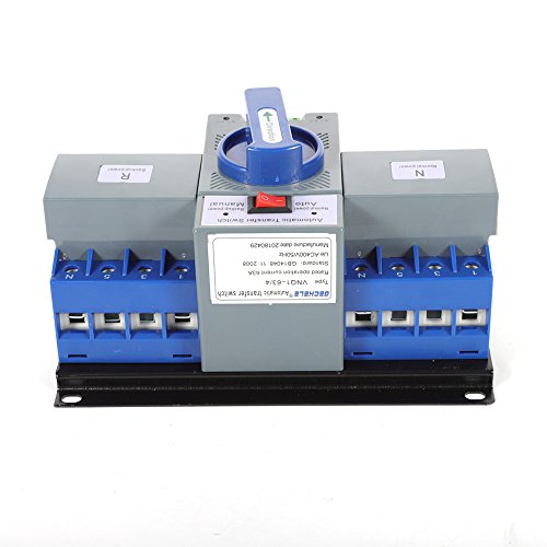 63A 4P Dual Power Automatic Transfer Switch Mini Dual Power Generator Changeover Switch Circuit Breaker Self Cast Conversion CB Level 50HZ/60HZ (4P 63A)