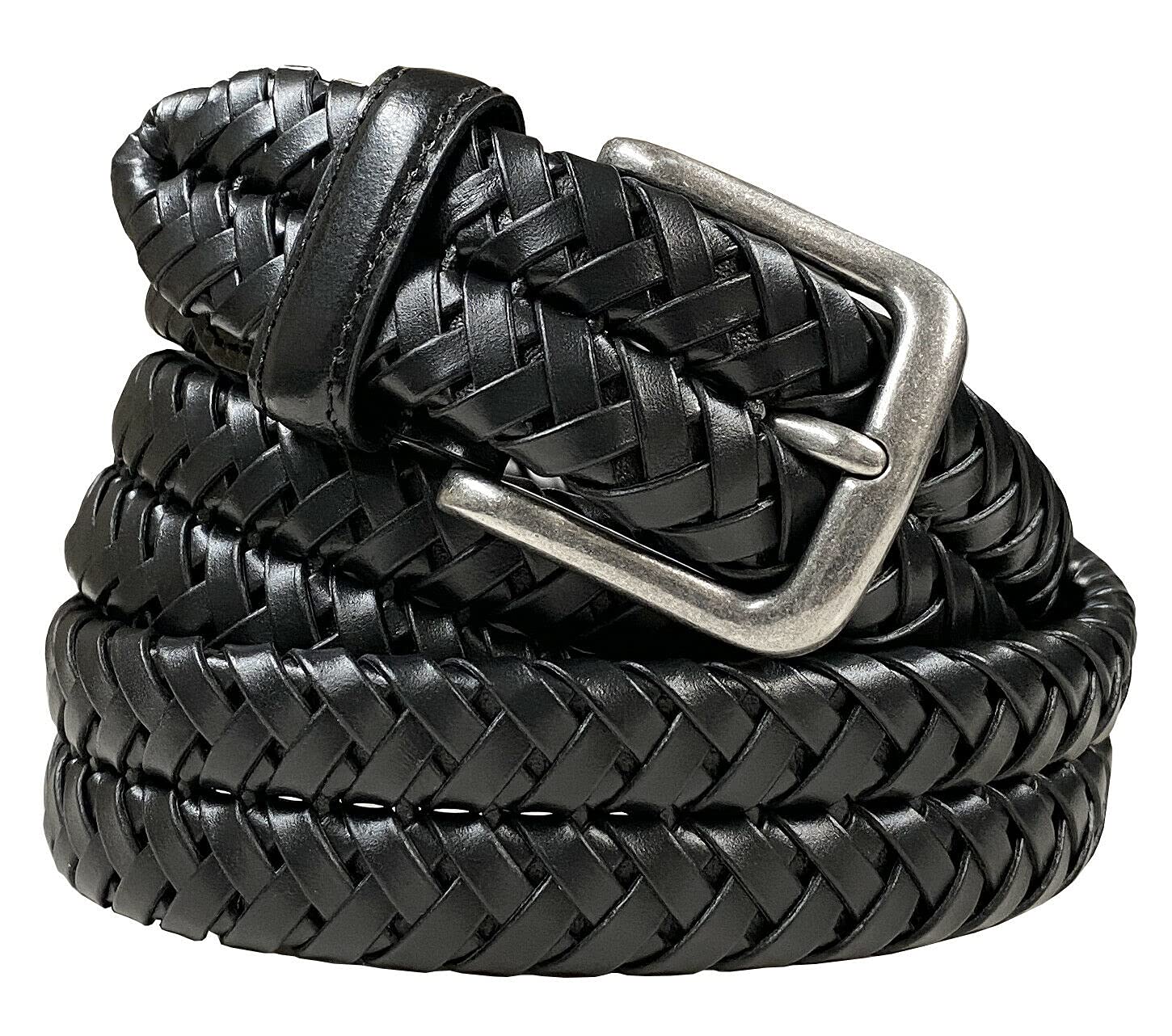 20150 Braided Belt Genuine Leather Braided Woven Casual Dress Belt 1-1/4"(32mm) Wide (Black, 36)