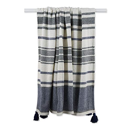 DII New Traditional, 2-Tone Chevron Stripe Throw, 50x60, Navy