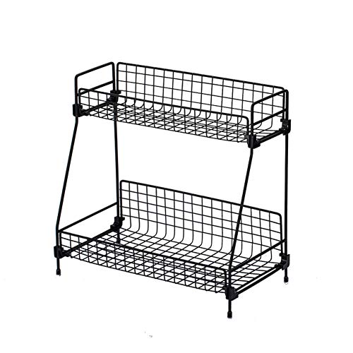 kaileyouxiangongsi 2-Tier Bathroom Countertop Organizer -Cosmetic Organizer- Makeup Organizer Holder for Bathroom -Kitchen Organizer Storage Wire Shelves Basket (Black)