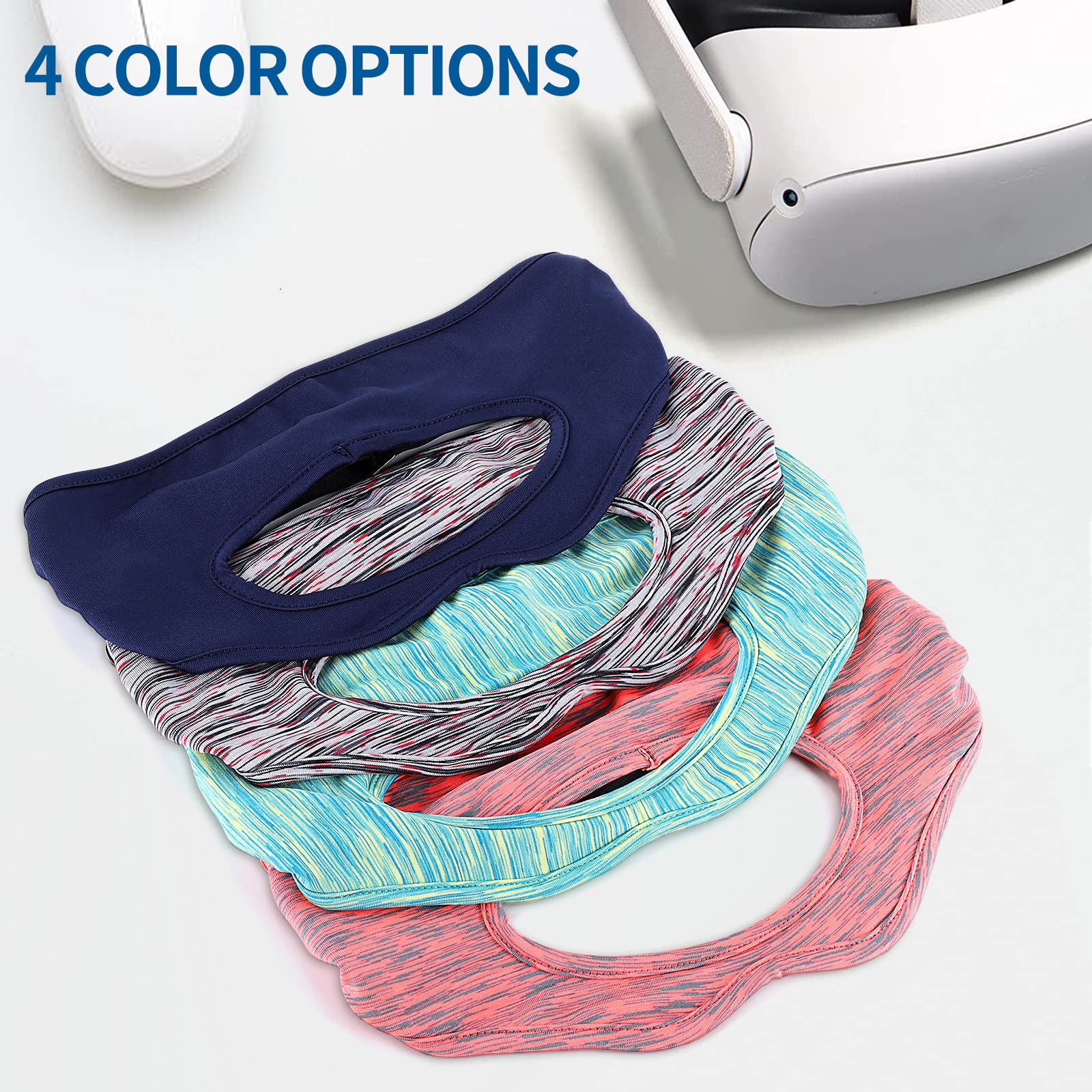 2BK VR Masks Sweat Band VR Face Cover for Quest 2 with Adjustable Velcro, Suitable for VR Fitness, VR Virtual Platform, Quest 2 HeadSets (4 PCS)