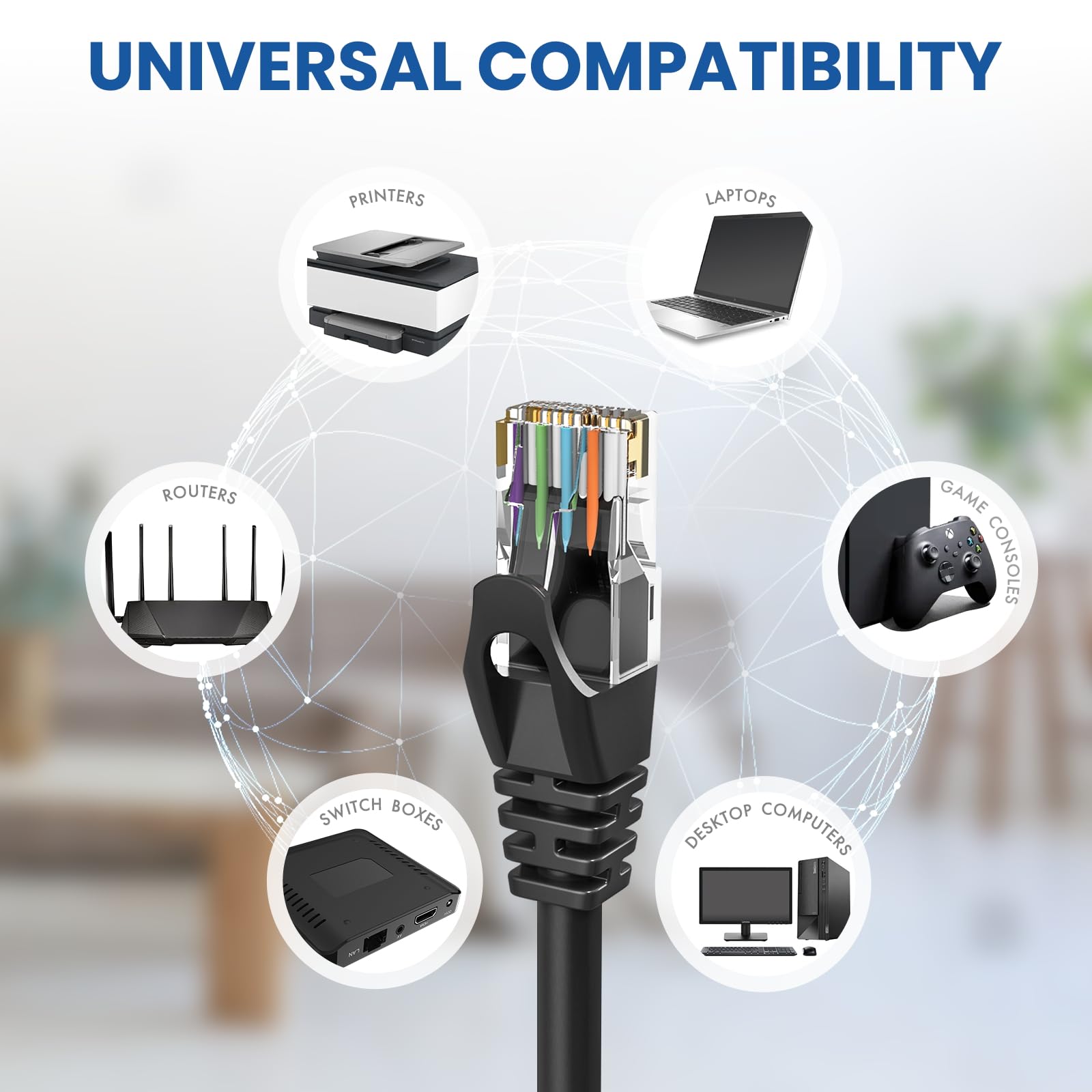 Cat 6 Ethernet Cable 75 ft, 10Gbps High Speed Ethernet Cable, Internet Cable Outdoor&Indoor, Rj45 Cat6 Cable Long Ethernet Cable for Computer, Router, Modem, PS4/5, Xbox, Gaming- Black