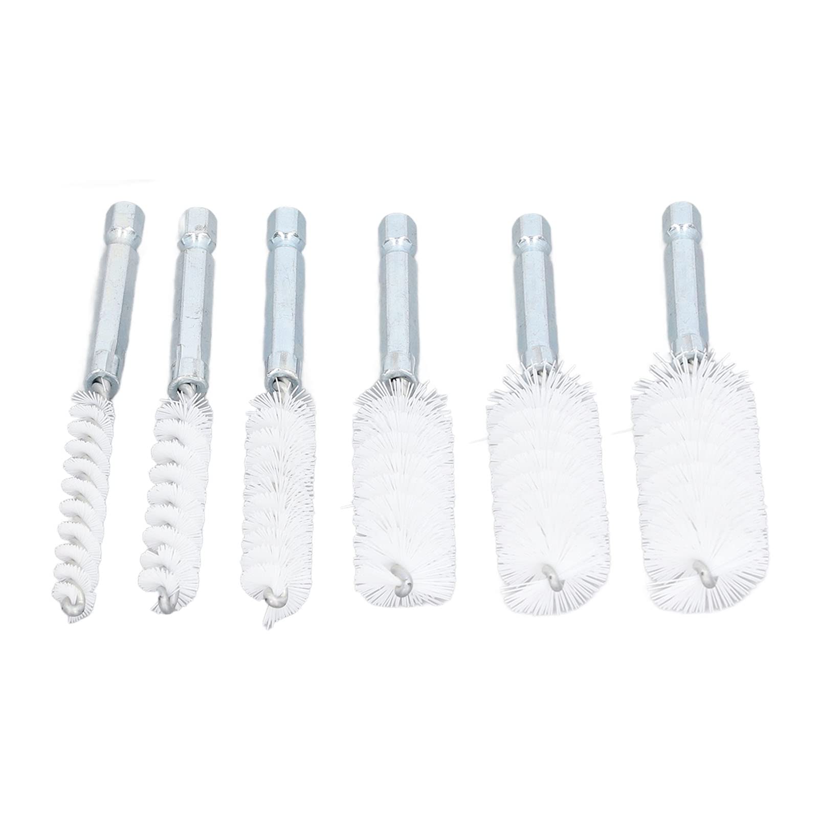 6PCS Hole Cleaning Brushes Bore Brush for Drill Twisted Wire Cleaning Brush Power Drill Cleaning Wire Brush with 1/4in Hex Shank for Power Drill Impact Driver (Nylon (White)) 