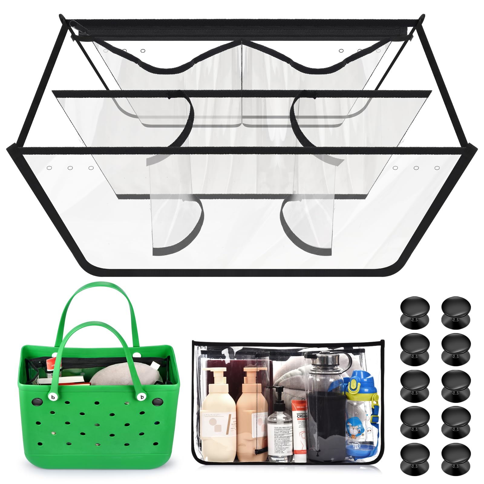 2024 NEW Accessories for Bogg Bag - Divider for Bogg Bag XLïŒInserts for Bogg Bag, Bag Dividers, Organizer for bogg bag and Divide Space,Transparent & Black