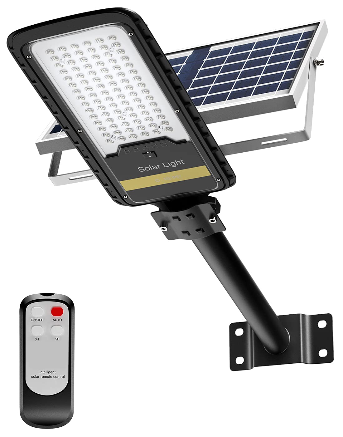 AWANFI 80W Solar Street Lights Outdoor Dusk to Dawn, Solar Powered IP67 Waterproof Flood Lights with Remote Control for Outside Yard Lighting (6500K Cool White)