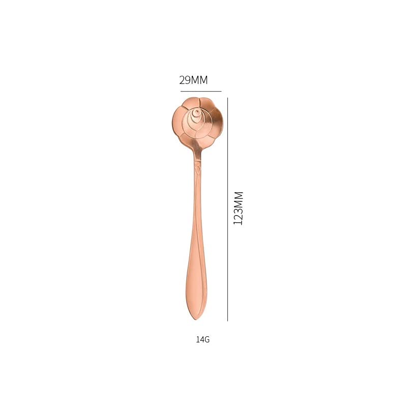 20 Pieces Stainless Steel Rose Flower Coffee Spoon Dessert Spoon Sugar Spoon Ice Cream Spoon Stirring Spoon Tea Spoon Milkshake Spoon Set for Tableware Kitchen, Cafe or Bar Rose Gold