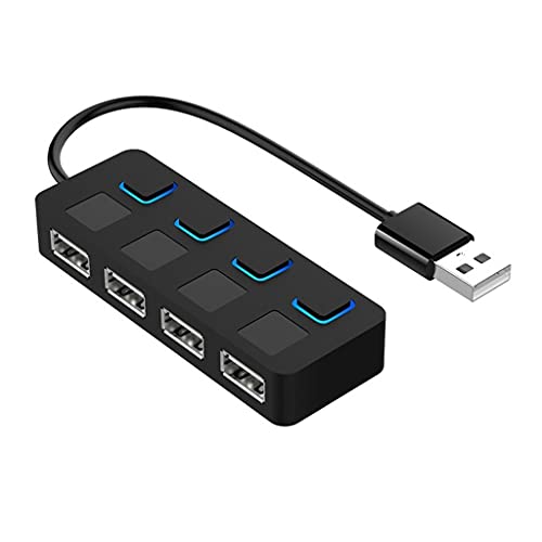 WJCCY USB 2.0 HUB Multi USB Splitter 4 Port Expander Multiple USB 2.0 Hub Use Power Adapter USB2.0 Hub with Switch for PC Computer (Color : Black)