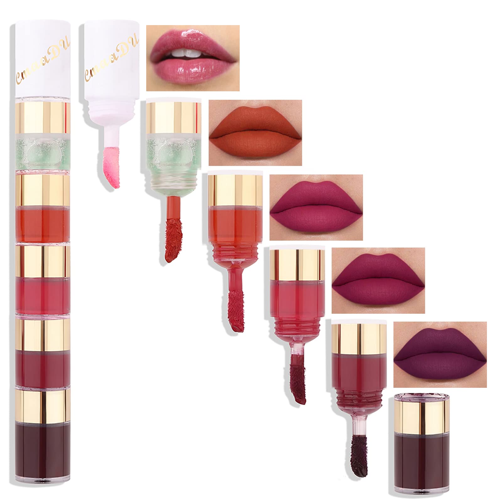 20 Colors Mini Liquid Matte Lipstick and Aloe Vera Lipstick Set, Long Lasting Waterproof High Pigmented Velvety Lip Gloss Set Lip Makeup Gift for Women (SET C)