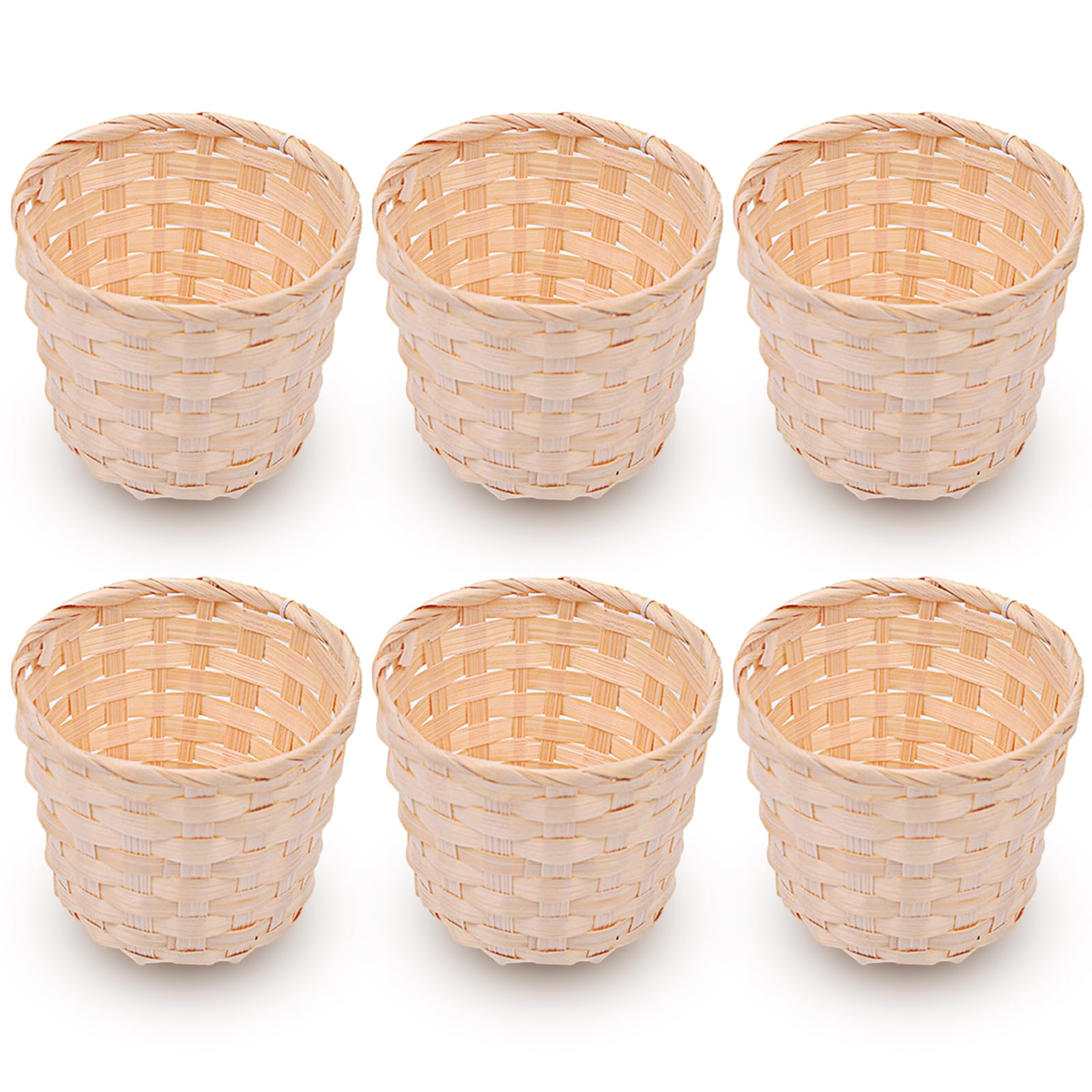 6PCS Mini Woven Baskets Without Handles for Party Favors Crafts Decor (7. 5x6cm)