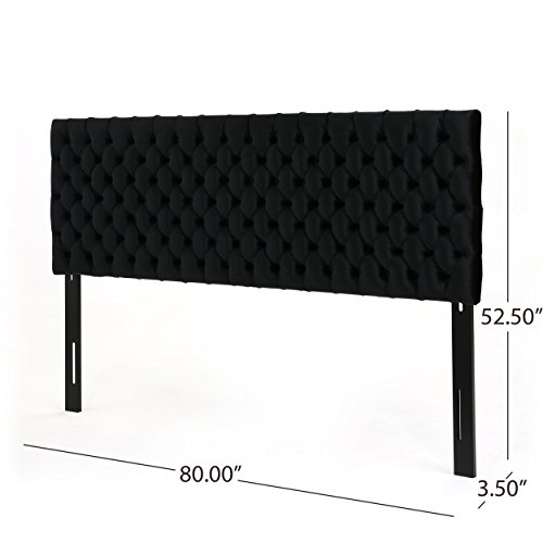 Christopher Knight Home Jezebel Tufted Velvet Headboard, King / Cal King, Black / Black