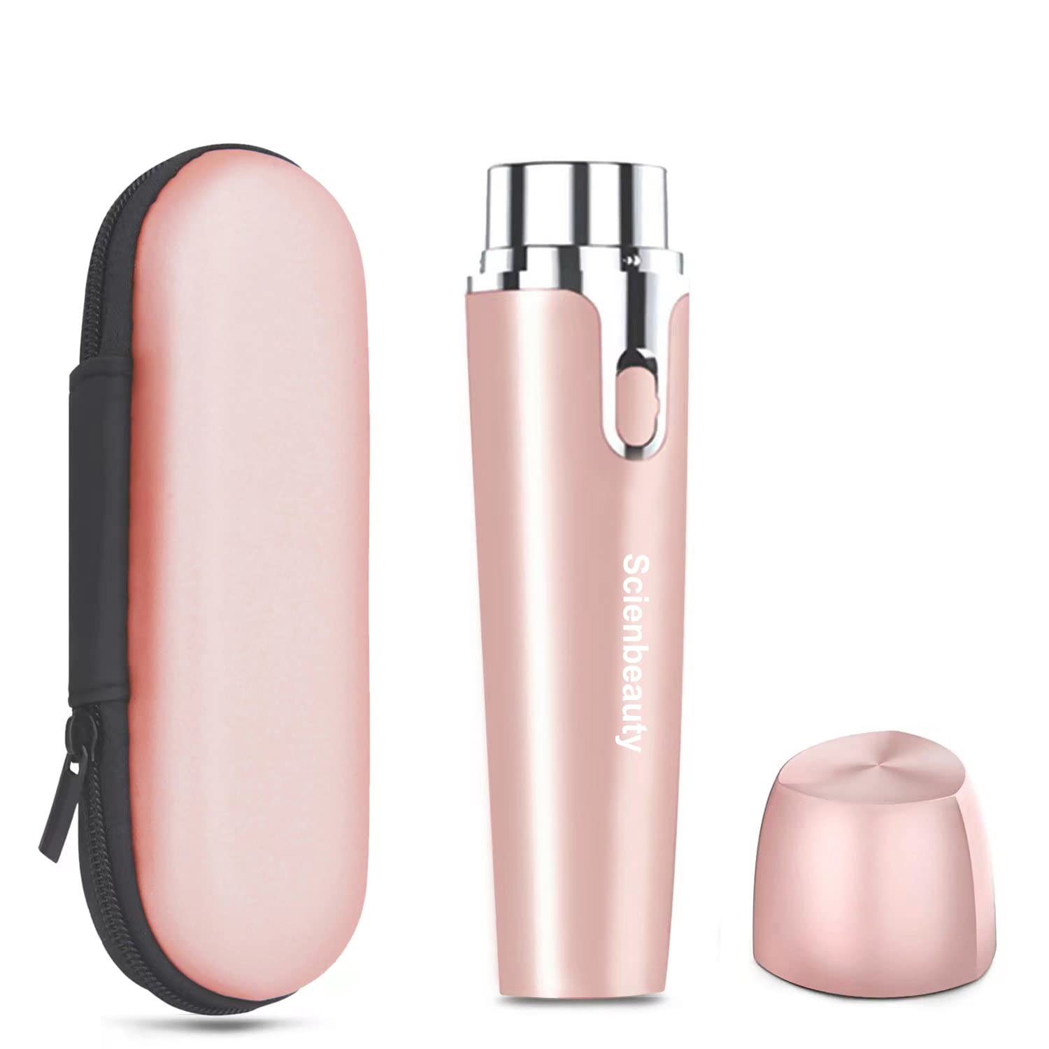 Facial Hair Remover Women, Scienbeauty Painless Electric Facial Hair Trimmer Clipper for Women with Dust Protection Cover, Ladies Electric Shaver for Peach Fuzz, Facial Hair, Lip (Pink)