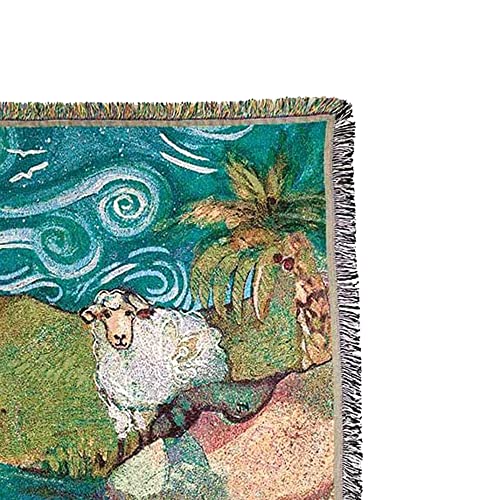 Dicksons Lord is My Shepherd Blue 68 x 52 Inch Tapestry Cotton Throw