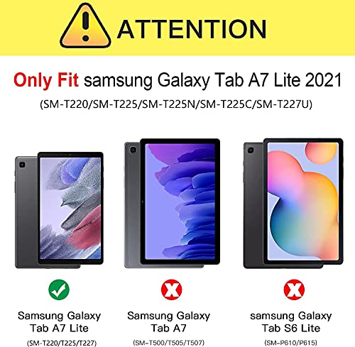 TSQ Case for Samsung Galaxy Tab A7 Lite 8.7" w/Glass Screen Protector Stand&Hand Strap | Heavy Duty Rugged Silicone Kids Case for Galaxy Tab A7 Lite 2021 SM-T220/T225/T227U | Black