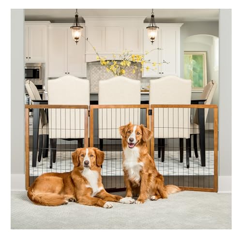 Carlson Pet Products Design Paw Extra Tall 62-Inch Super Wide 3 Panel Premium Wooden Pet Gate,Brown