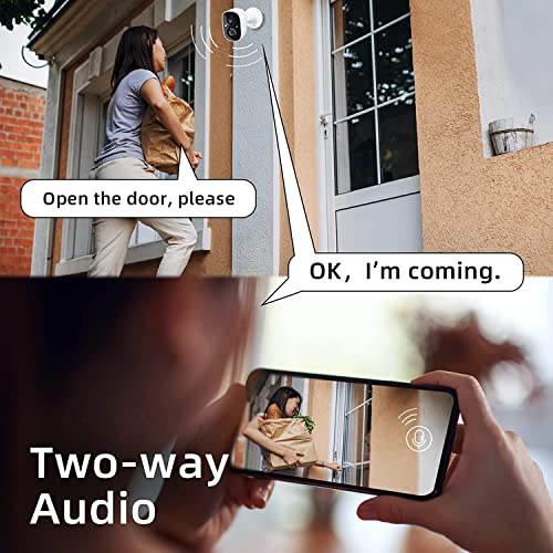 2Pack Security Cameras Outdoor Wireless,2K Battery Powered Camera for Home Security, Cloud/SD(up to 256G), No Monthly Fee, AI Motion Detection, Color Night Vision,2-Way Audio, Compatible with Alexa