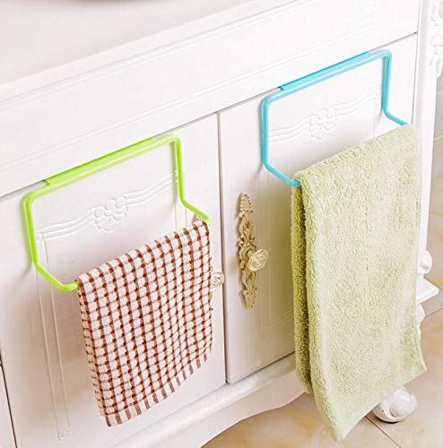 Elaco 4Pcs Home Bathroom Kitchen Cupboard Cabinet Over Door Hanging Metal Towel,Rack Holder Organizer Hanger Shelf (Multicolor)