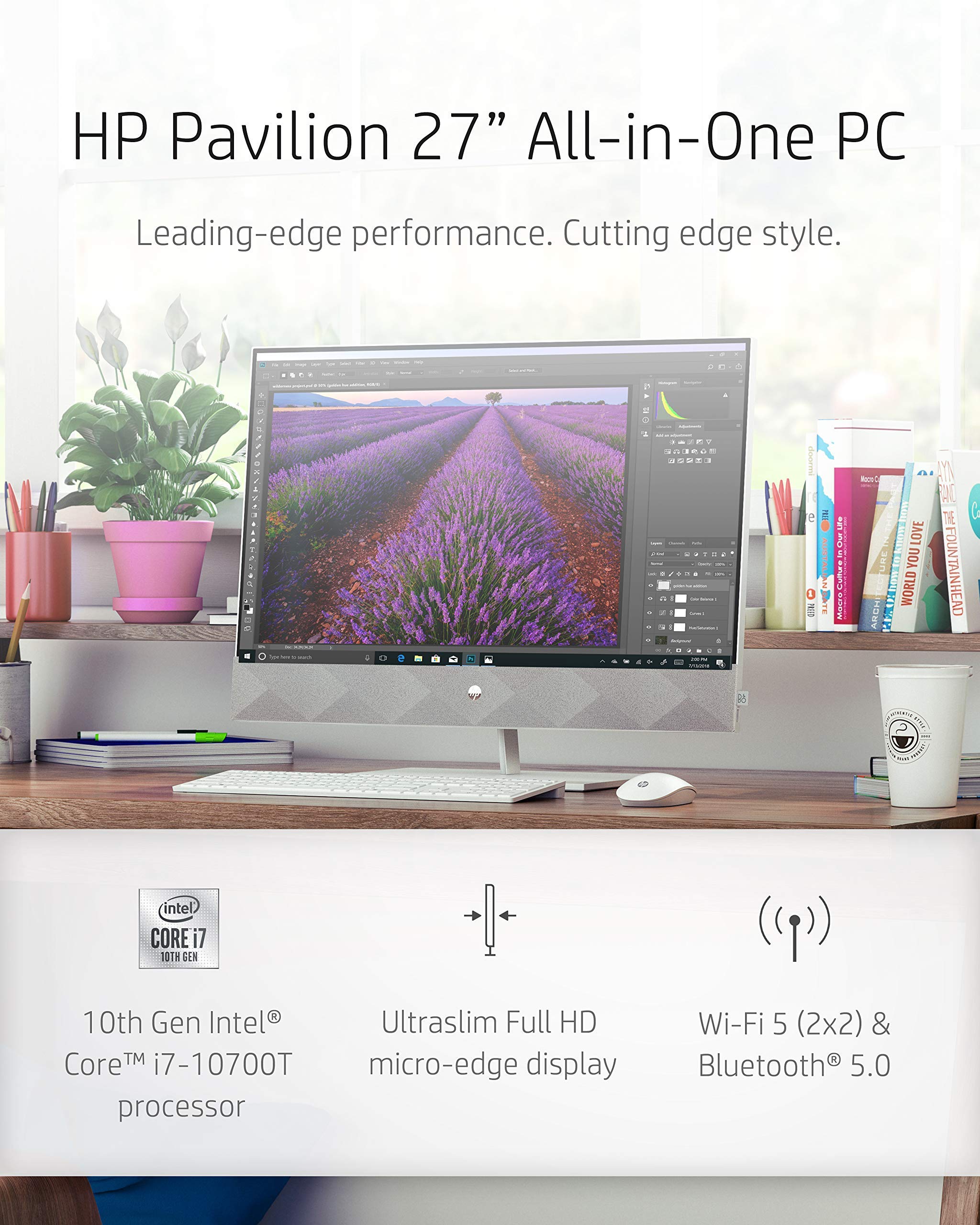 HP 27 Pavilion All-in-One PC, 10th Gen Intel i7-10700T Processor, 16 GB RAM, Dual Storage 512 GB SSD and 1TB HDD, Full HD IPS 27 inch Touchscreen, Windows 10 (Renewed)