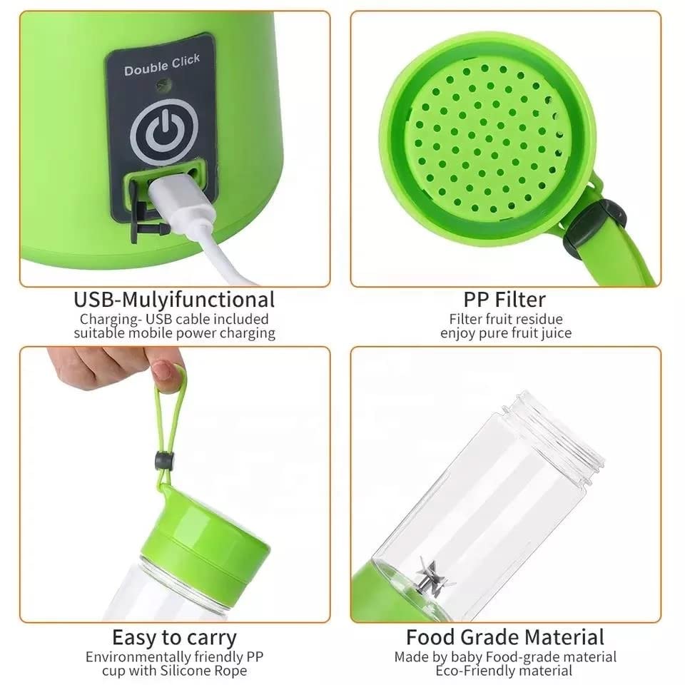 TITANFINITY Portable and Rechargeable Battery Juice Blender, Personal Size Blenders with USB Rechargeable, Mini Juicer Smoothie Blender Travel Size 380ML, Personal Blender for Shakes and Smoothies