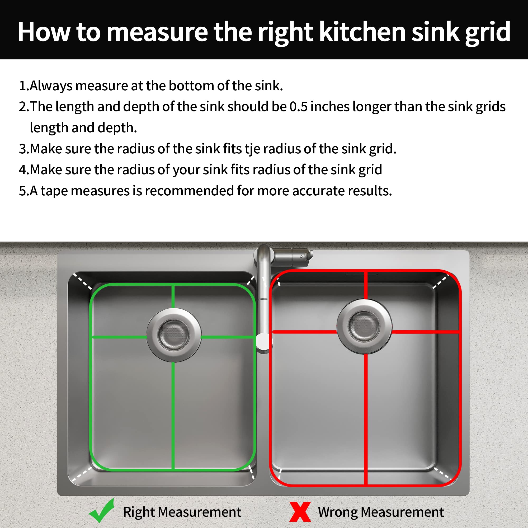 2Pack Stainless Steel Kitchen Sink Grid,13.2" x 11.6" x 1.2" Sink Protectors With Rear Drain Hole,Sink Rack for Bottom of Sink, Anti-rust Metal Sink Bottom Grid With 2Pack Sink Strainers