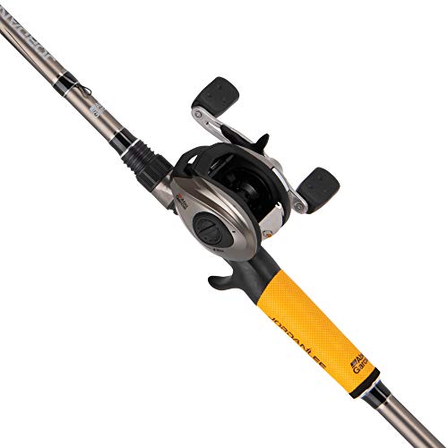 Abu Garcia 7β Jordan Lee Fishing Rod and Reel Baitcast Combo, 5 +1 Ball Bearings with Lightweight Graphite Frame & Sideplates, Durable Construction,Yellow/Grey