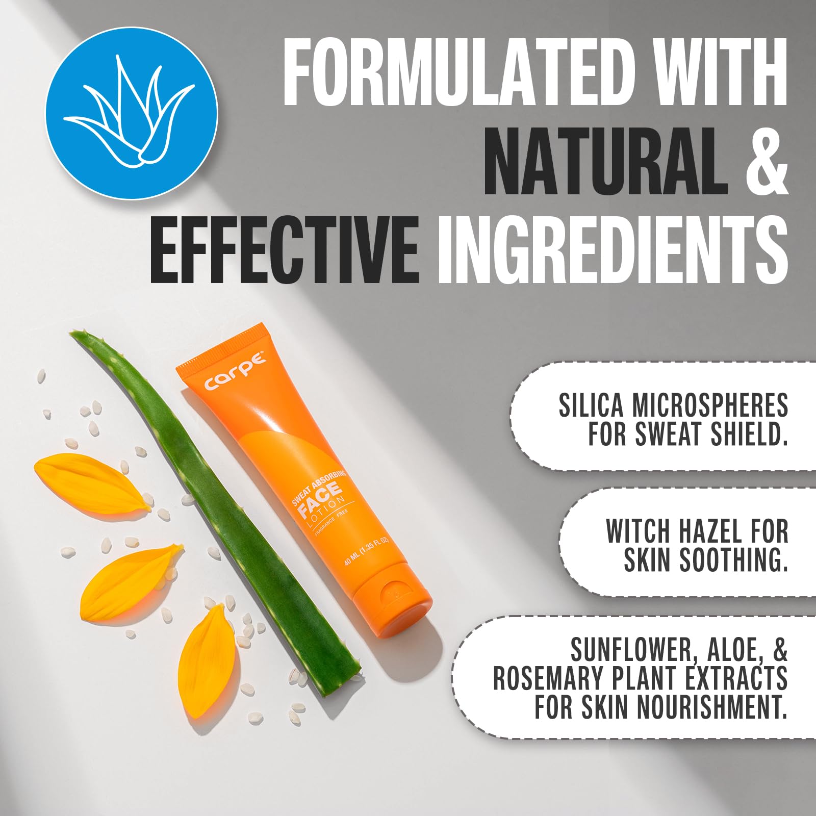 Carpe - Helps Keep Your Face, Forehead, and Scalp Dry - Sweat Absorbing Gelled Lotion - Plus Oily Face Control - With Silica Microspheres and Jojoba Esters