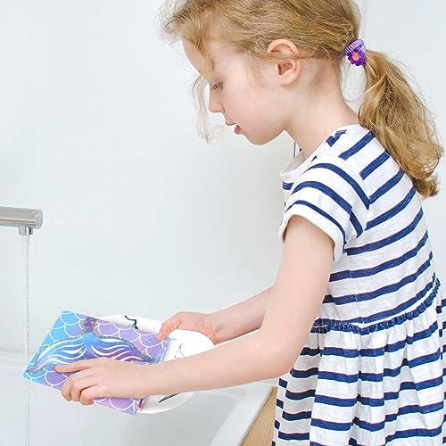 4 Pcs Mermaid Summer Hand Towels Gnome Kitchen Towels Housewarming Towels Set 16 x 24 Inch Absorbent Drying Dish Cloths Tea Towel Housewarming Gifts Decorations for Home Bathroom Drying Dishes