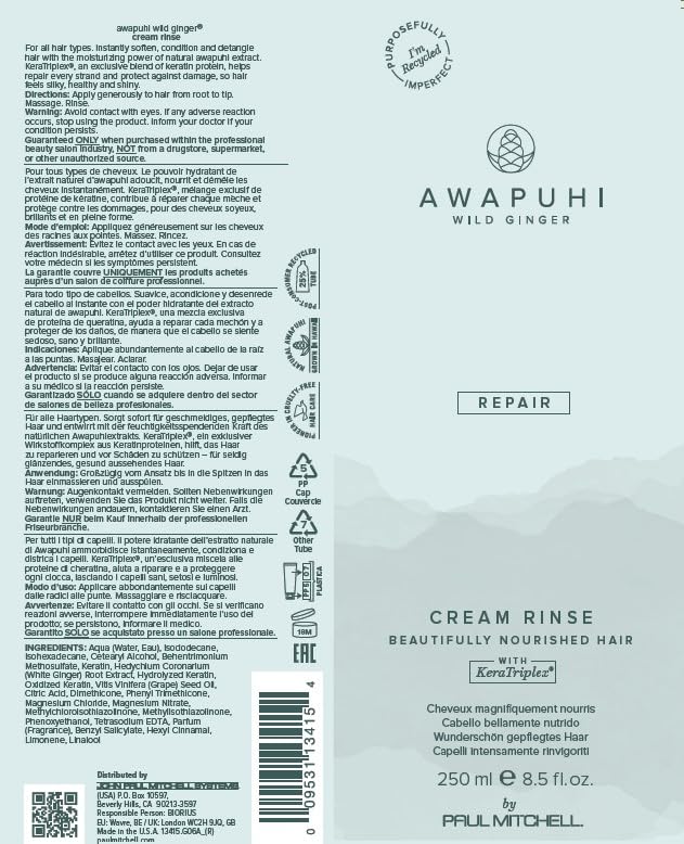 Awapuhi Wild Ginger by Paul Mitchell Cream Rinse, Detangles + Repairs, For Dry, Damaged + Color-Treated Hair, 8.5 fl. oz.