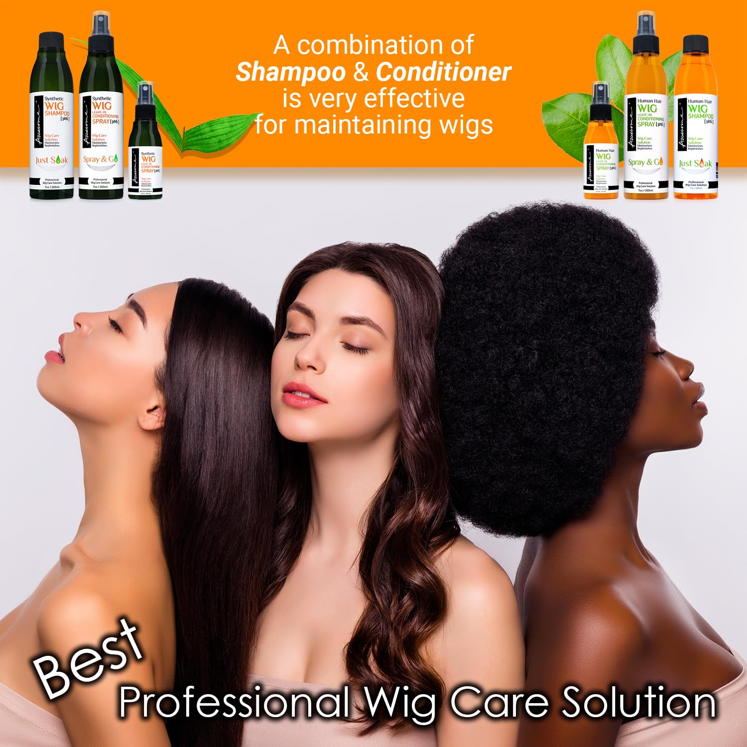 Awesome Human Hair Wig Shampoo, pH5, Wig Care Solution, Adds Body & Volume, Promotes Silkiness and Shine, Detangle Wig & Easy Combing, Provides Freshness Feeling (7 fl oz)