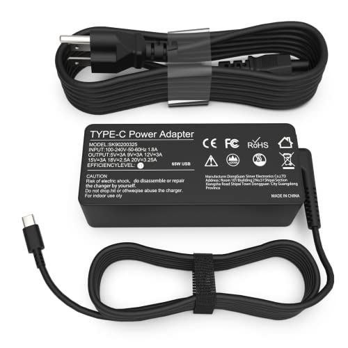 65W 45W USB C Laptop Charger for Lenovo Thinkpad Charger - Lenovo T480 T480s T490 T580 Charger T490s T580s T590 X1 T570 E480 E580 E485 E585 E490 E590 L480 L580 X280 X380 X390 X395 Power Cord Adapter