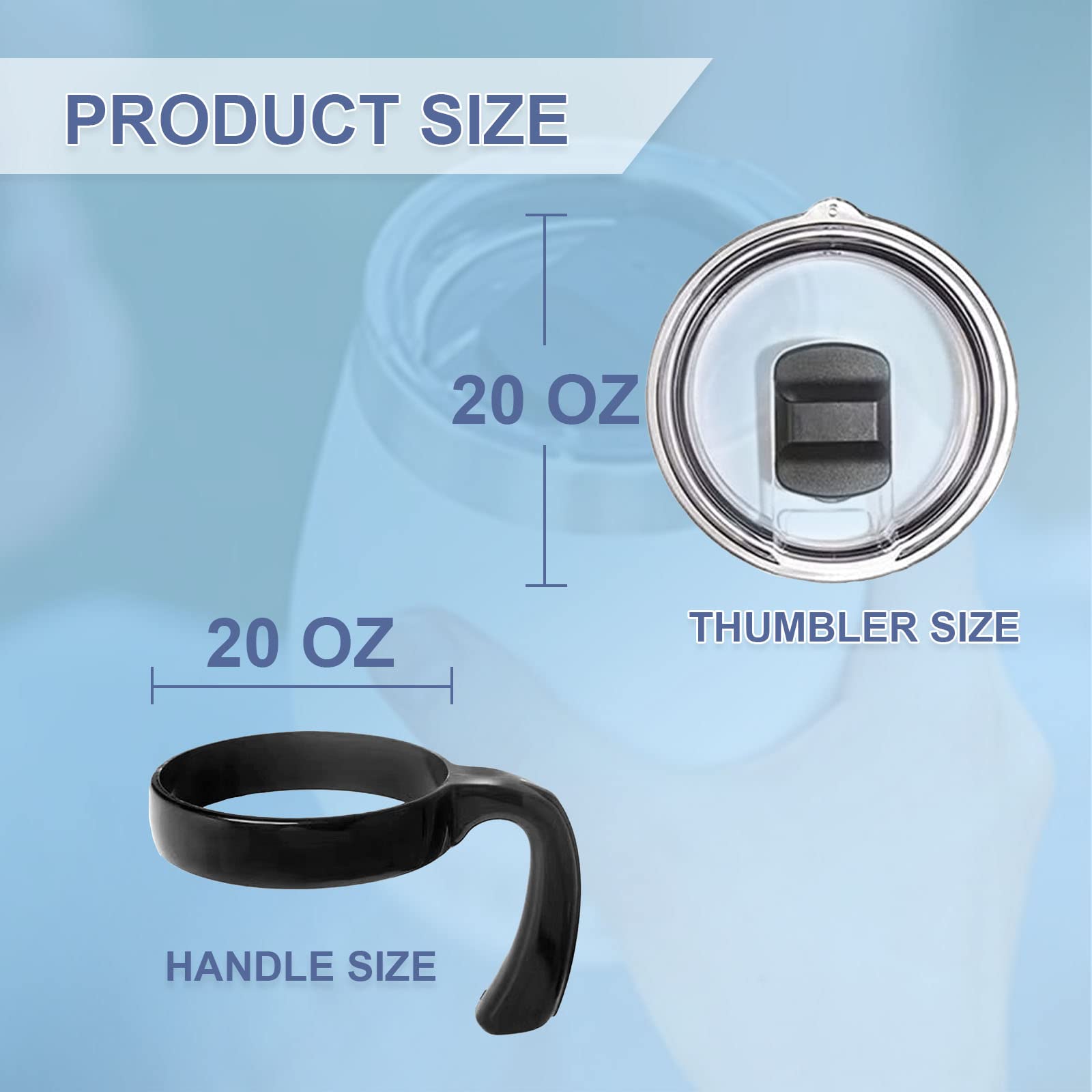 20 oz Magnetic Tumbler Lid and Handle - Compatible with Yeti Rambler, Ozark Trail, Sic Magnum Steel