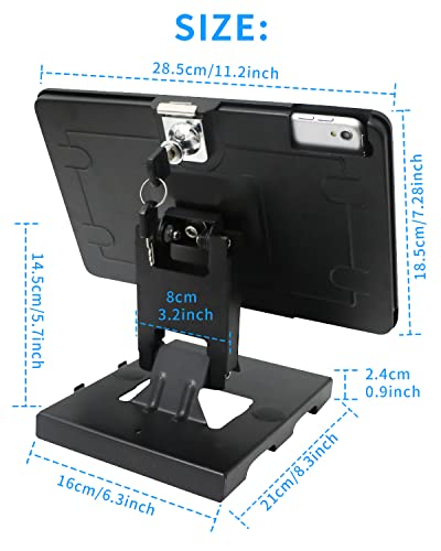 CarrieCathy Desktop Wall Mount Anti-Theft Security Kiosk POS Stand Holder Enclosure for 10.2" 2021 iPad 9th Gen 2020 iPad 8th Gen 2019 iPad 7th Gen, Flip & 360° Swivel Design