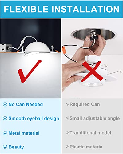 6Pack ๐ ๐ฒ๐๐ฎ๐น LED Downlight and Gimbal Recessed Lighting 6 inch, Adjustable Angled LED Recessed Lighted 3000K/4000K/5000K 12W=120W 1200LM Super Bright Directional Downlight
