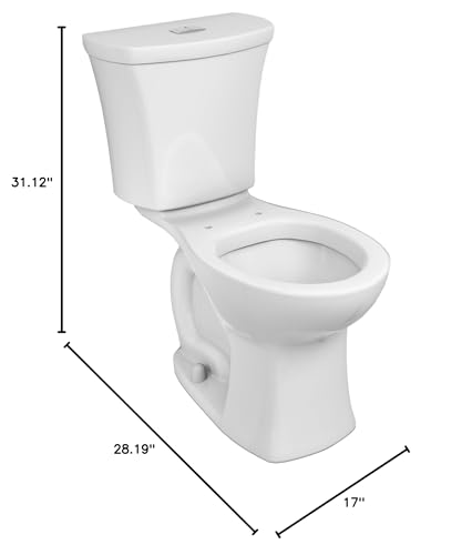 American Standard 204BA200.020 Edgemere Two-Piece Toilet, Round Front, Dual Flush, White, 1.1-1.6 gpf