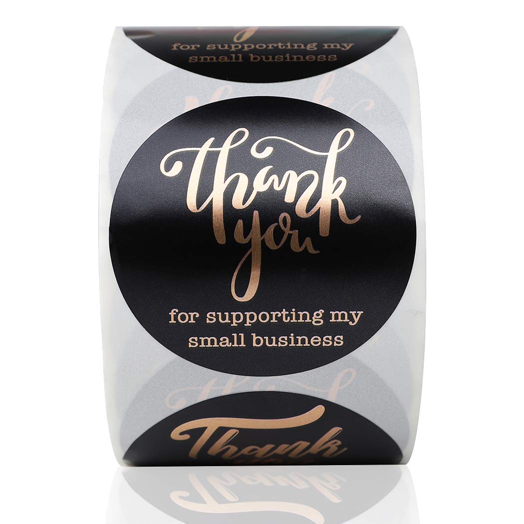 2'' Thank You for Supporting My Small Business Sticker, 4 Designs / 500 Labels Per Roll.