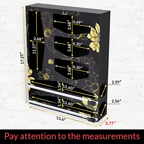 Elba Ziplock Bag Organizer Black Unique Design - 6 in 1 Bamboo Plastic Bags Drawer Organizer, Kitchen Plastic Bags Ziplock & Aluminum Foil Dispenser, Ziplock Bag Organizer Storage with Wrap Dispenser