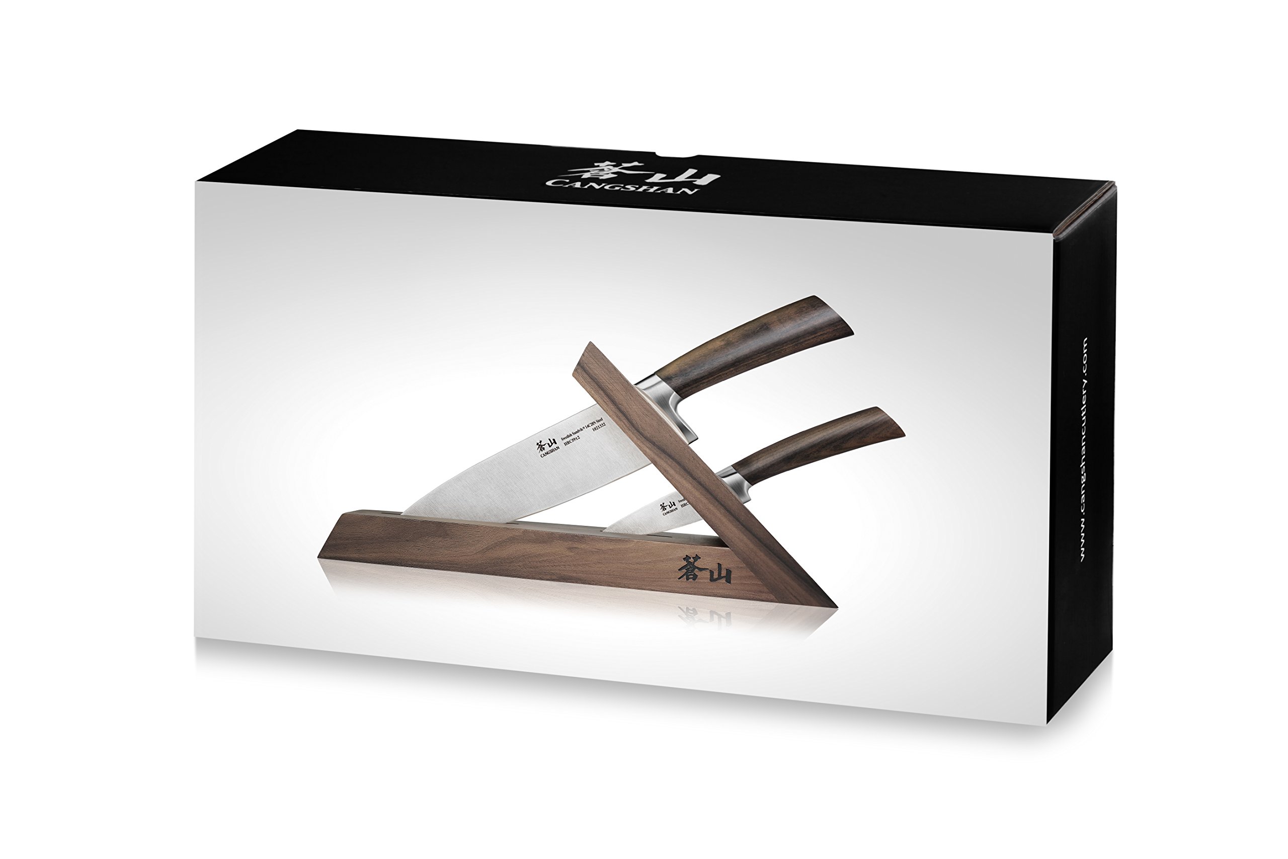 Cangshan TA Series 1021356 Swedish 14C28N Steel Forged 3-Piece TAI Knife Block Set, Walnut