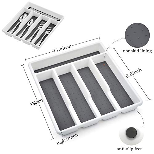 20-Piece Silverware Set with Drawer Organizer, HaWare Stainless Steel Flatware Service for 4, Modern Tableware Cutlery with Pearled Edge, Eating Utensil for Home, Mirror Polished, Dishwasher Safe