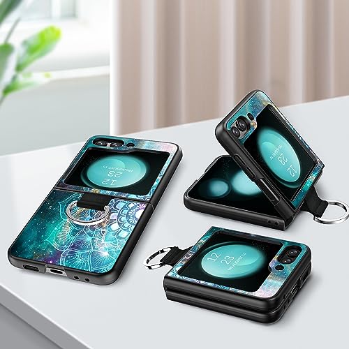BENTOBEN Samsung Galaxy Z Flip 5 Case, Slim Fit Glow in The Dark Soft Flexible Bumper Protective with Ring Shockproof Anti Scratch Non-Slip Case Cover for Galaxy Z Flip 5 6.7β 2023, Mandala in Galaxy