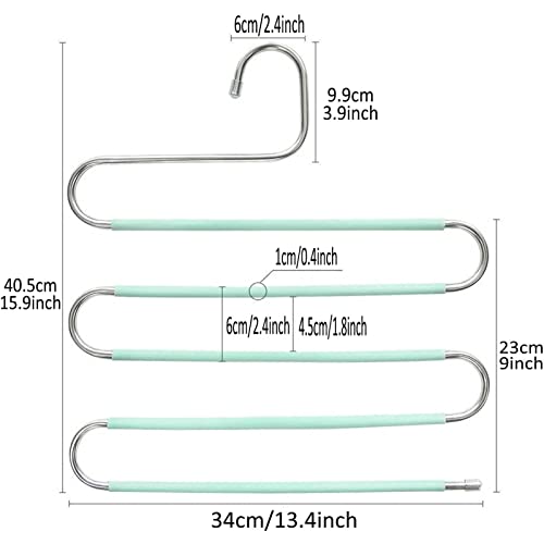 5 Pack S-Shape Stainless Steel Trousers Pants Hangers 5 Layers Closet Hanger Space Save Storage Organizer for Scarf Tie Clothes Towel Hanging