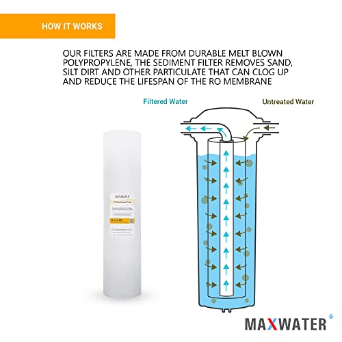 20" BB Whole House Whole House Anti Scale Filter Set - 20" x 4.5" Polypropylene Sediment, Phosphate Anti-Scale, CTO Carbon Block Water Filter pack, Total of 3 Filters