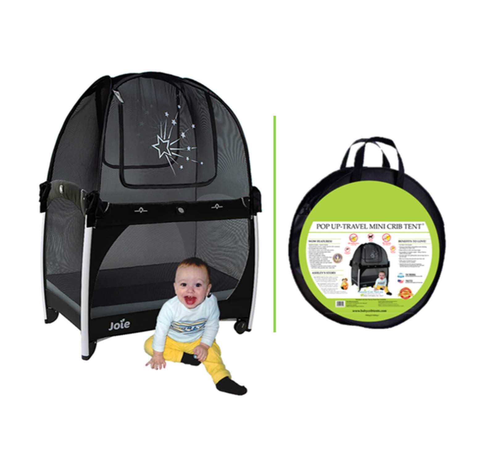 Aussie Cot Net Crib Tent Fits a Pack n Play - Portable Travel Tent to Keep Baby from Climbing Out - Black Crib Netting Helps Settle Baby to Sleep Better and Longer